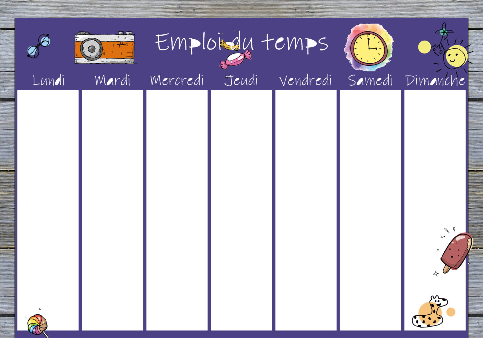 Emploi du temps vierge à remplir | A imprimer gratuitement